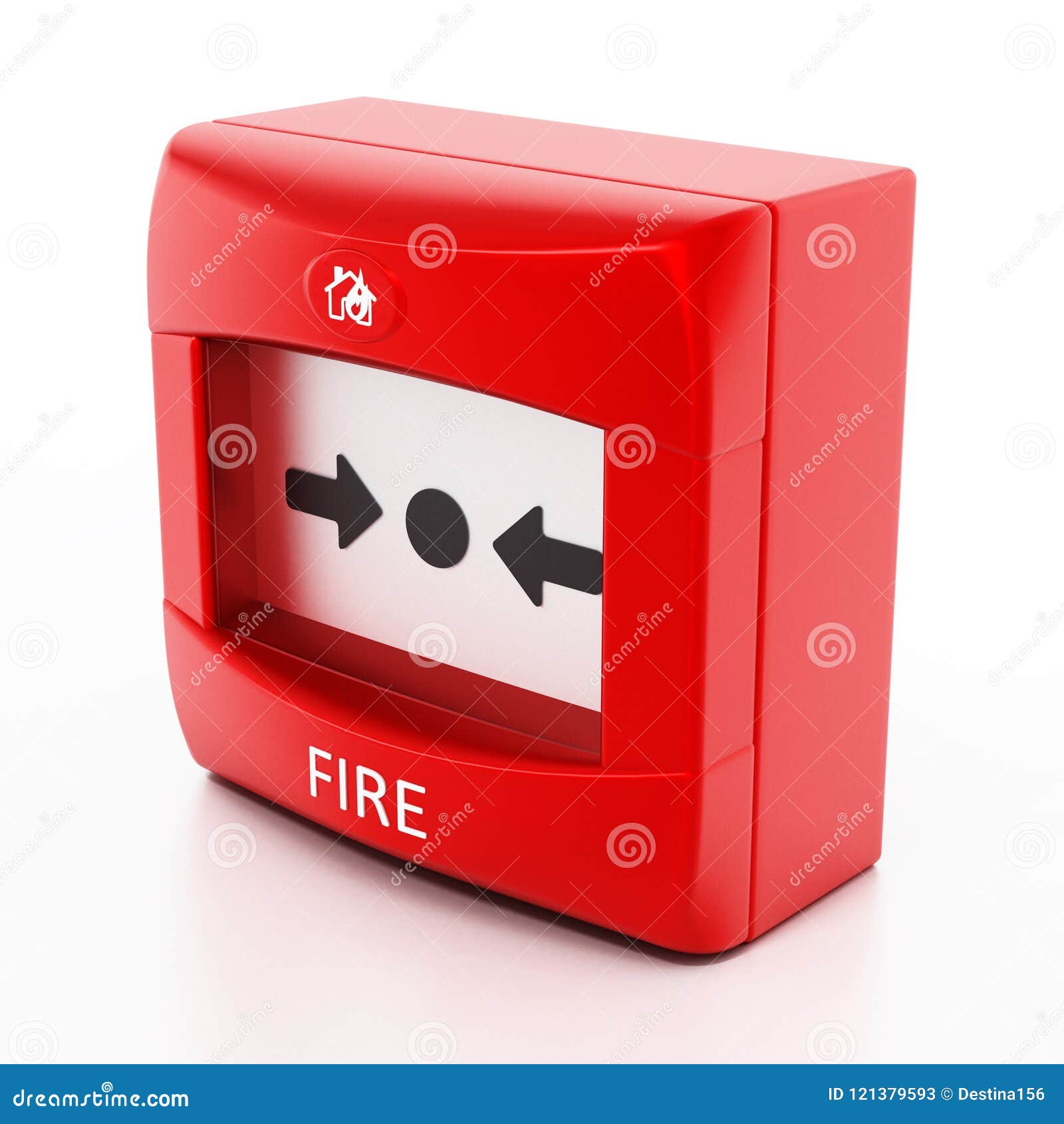 Fire Button, Smoke Detectors And Hose On The Wall. 3D Illustration ...