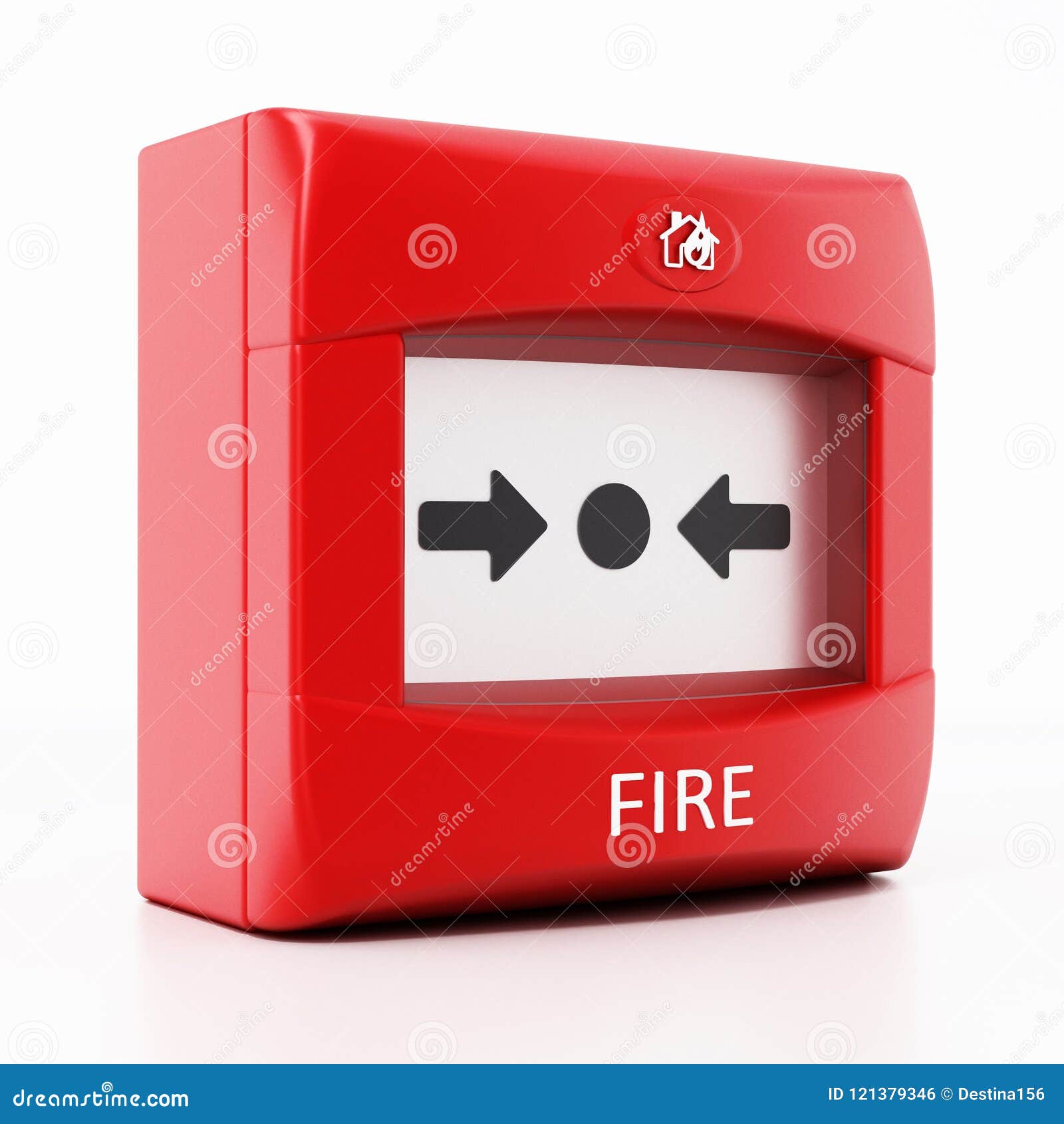 Fire Button, Smoke Detectors And Hose On The Wall. 3D Illustration ...
