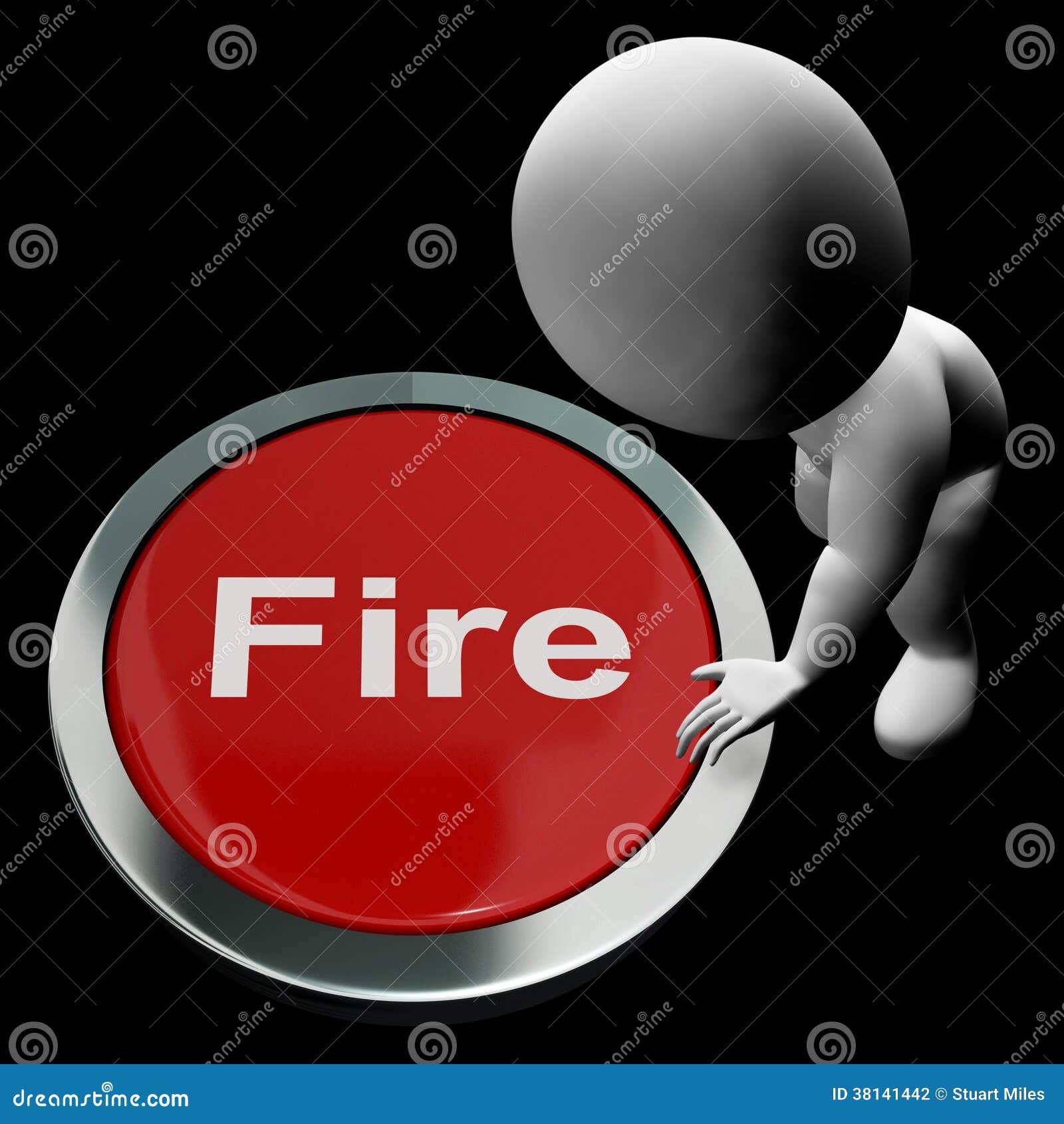 Fire Button, Smoke Detectors And Hose On The Wall. 3D Illustration ...