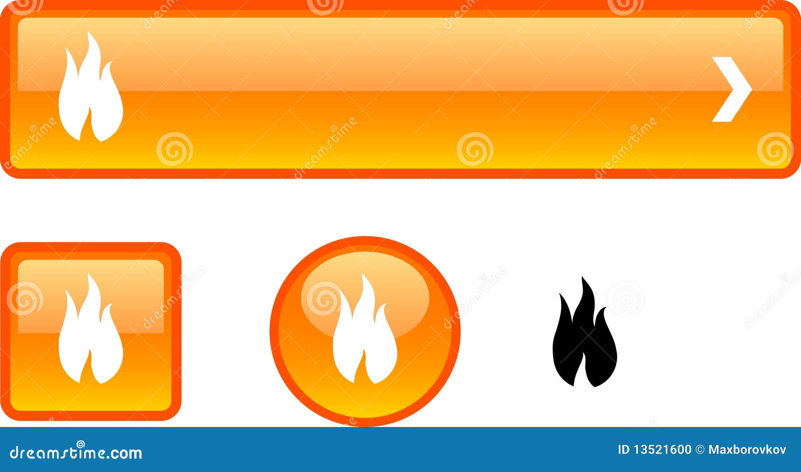 Fire button set. stock vector. Illustration of square - 13521600