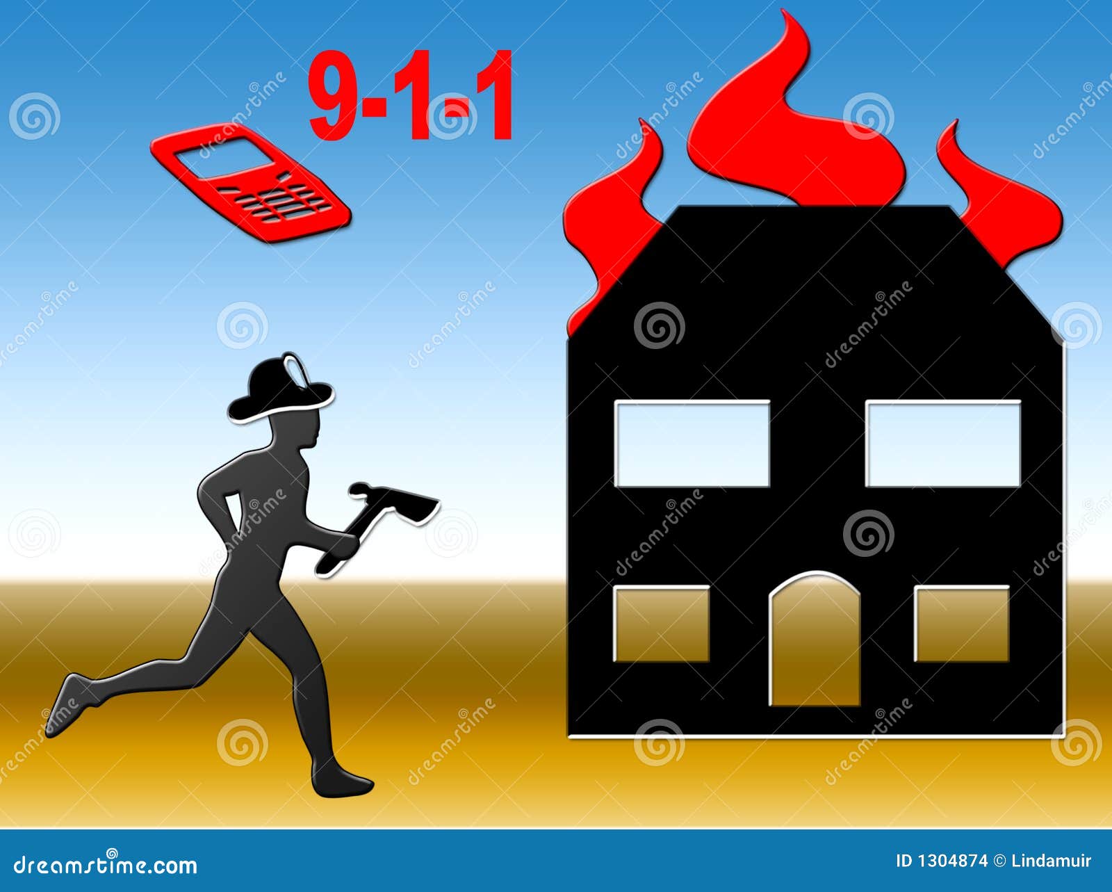 Fire Call stock illustration. Illustration of crew, flame - 1304874
