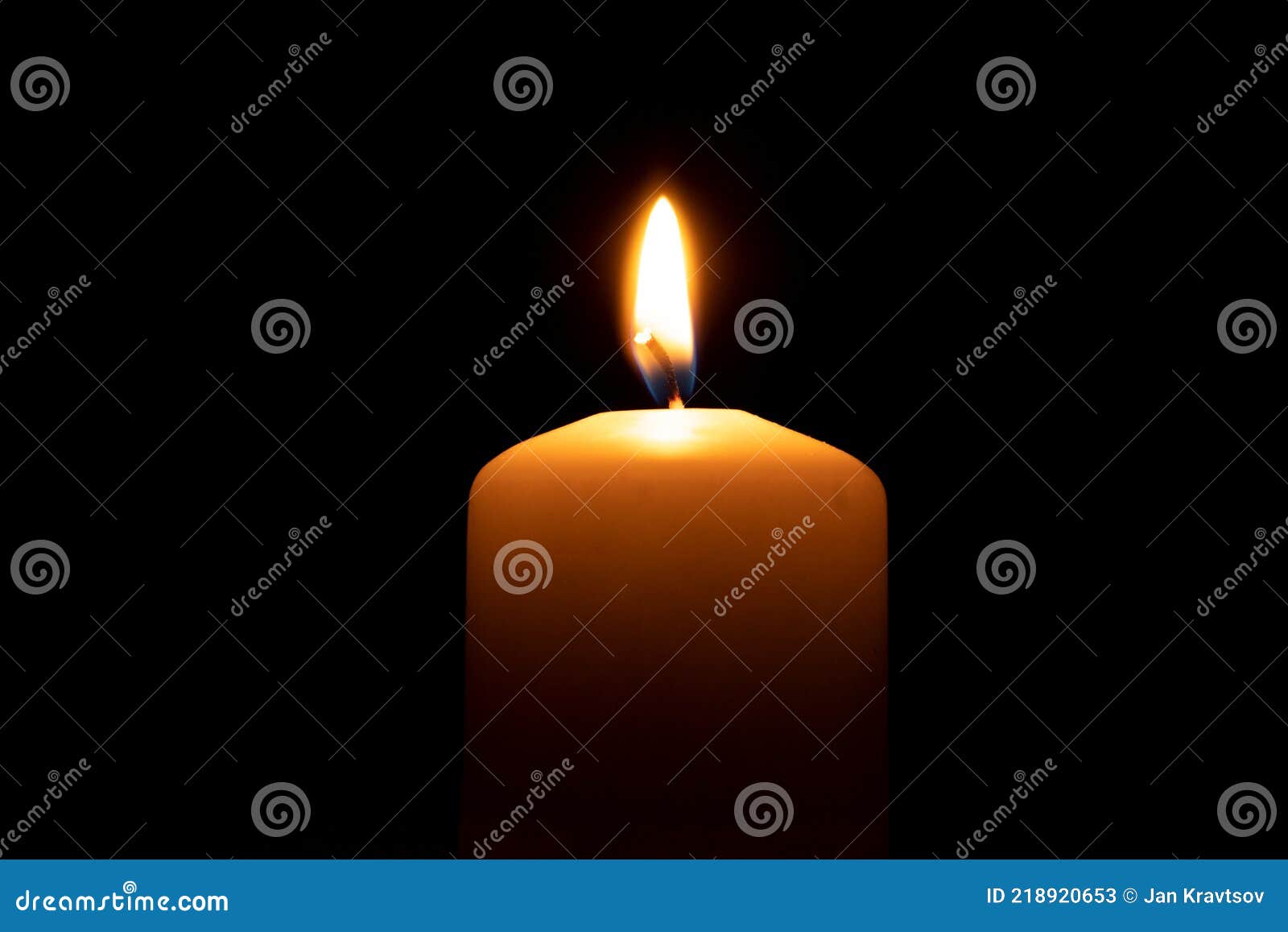 Fire Candles on a Black Background, Side View Stock Image - Image of ...