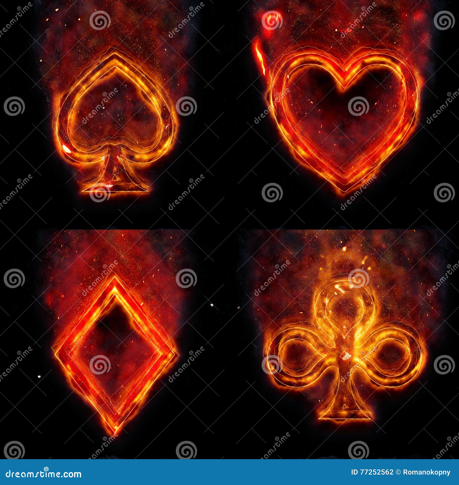 Fire card suits stock illustration. Illustration of club - 77252562