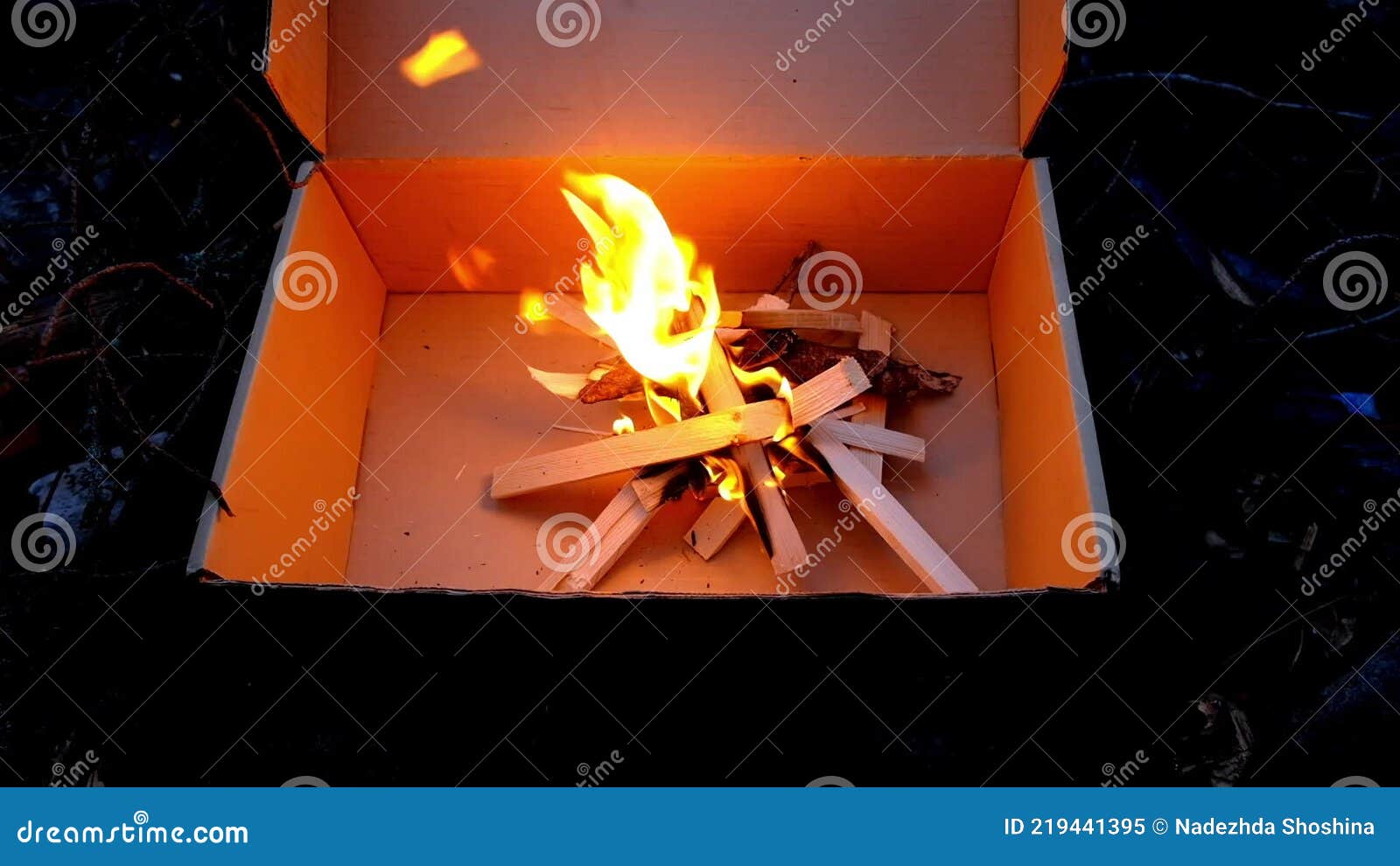 Fire in the cardboard box stock video. Video of plink - 219441395