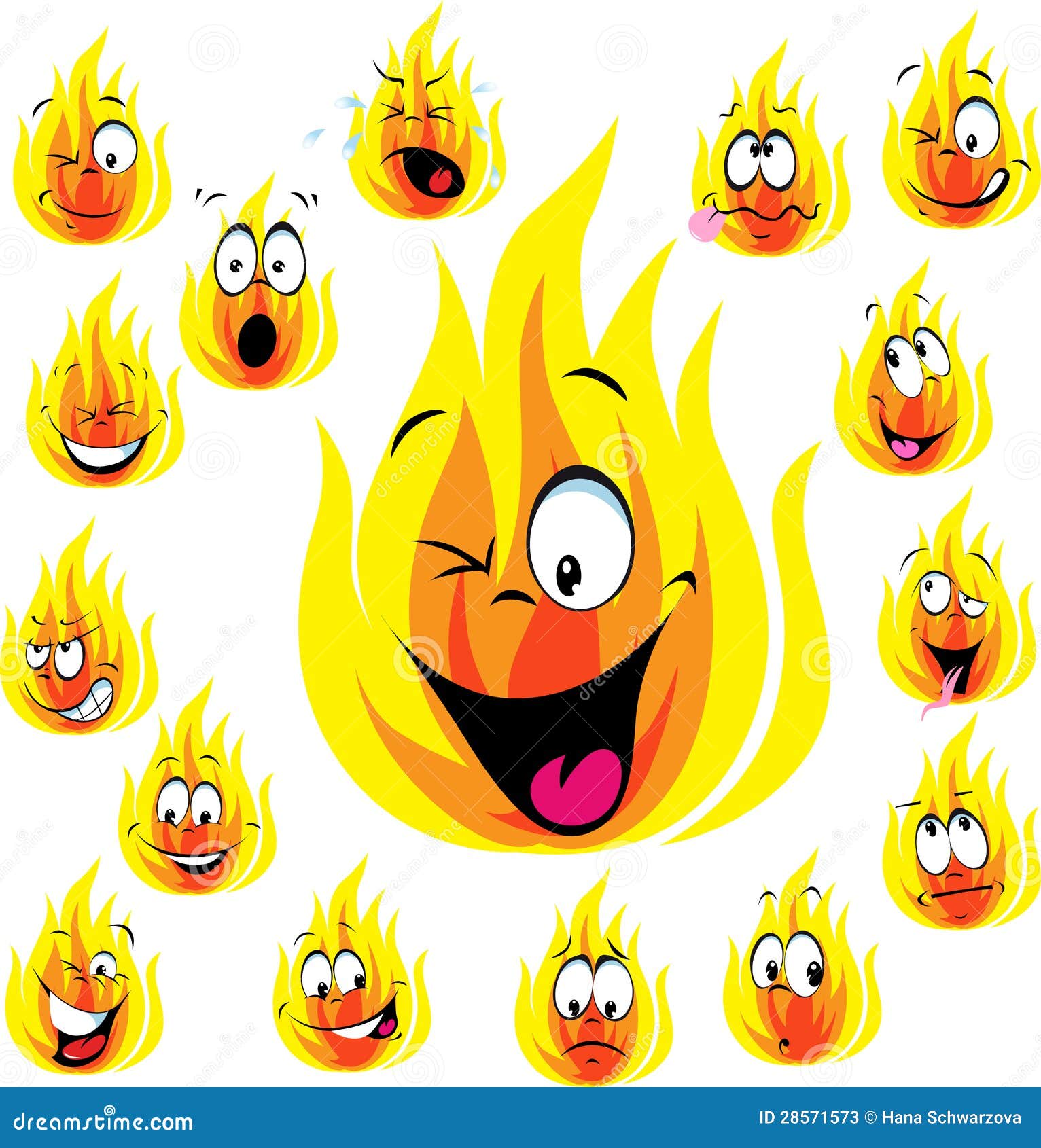 Fire Cartoon Character With Love Cute Emoticon Vector Illustration ...