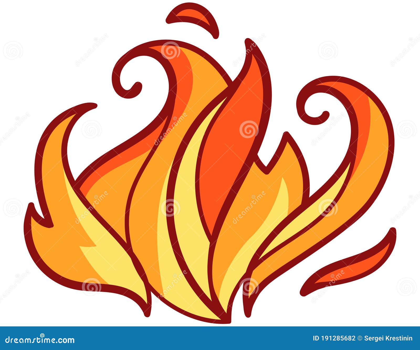 Fire in cartoon style stock illustration. Illustration of burning ...