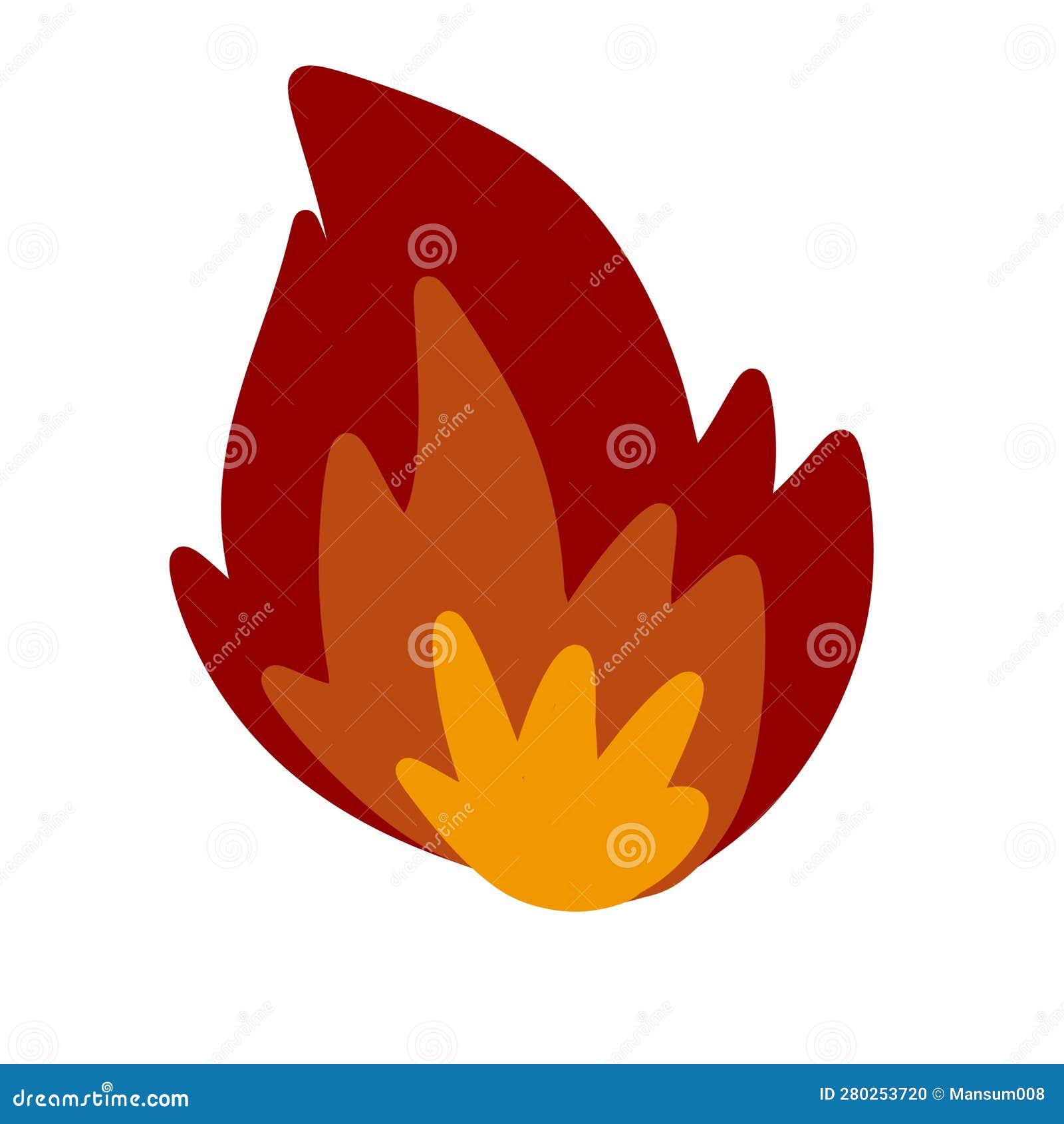 Fire Cartoon on White Background Stock Illustration - Illustration of ...