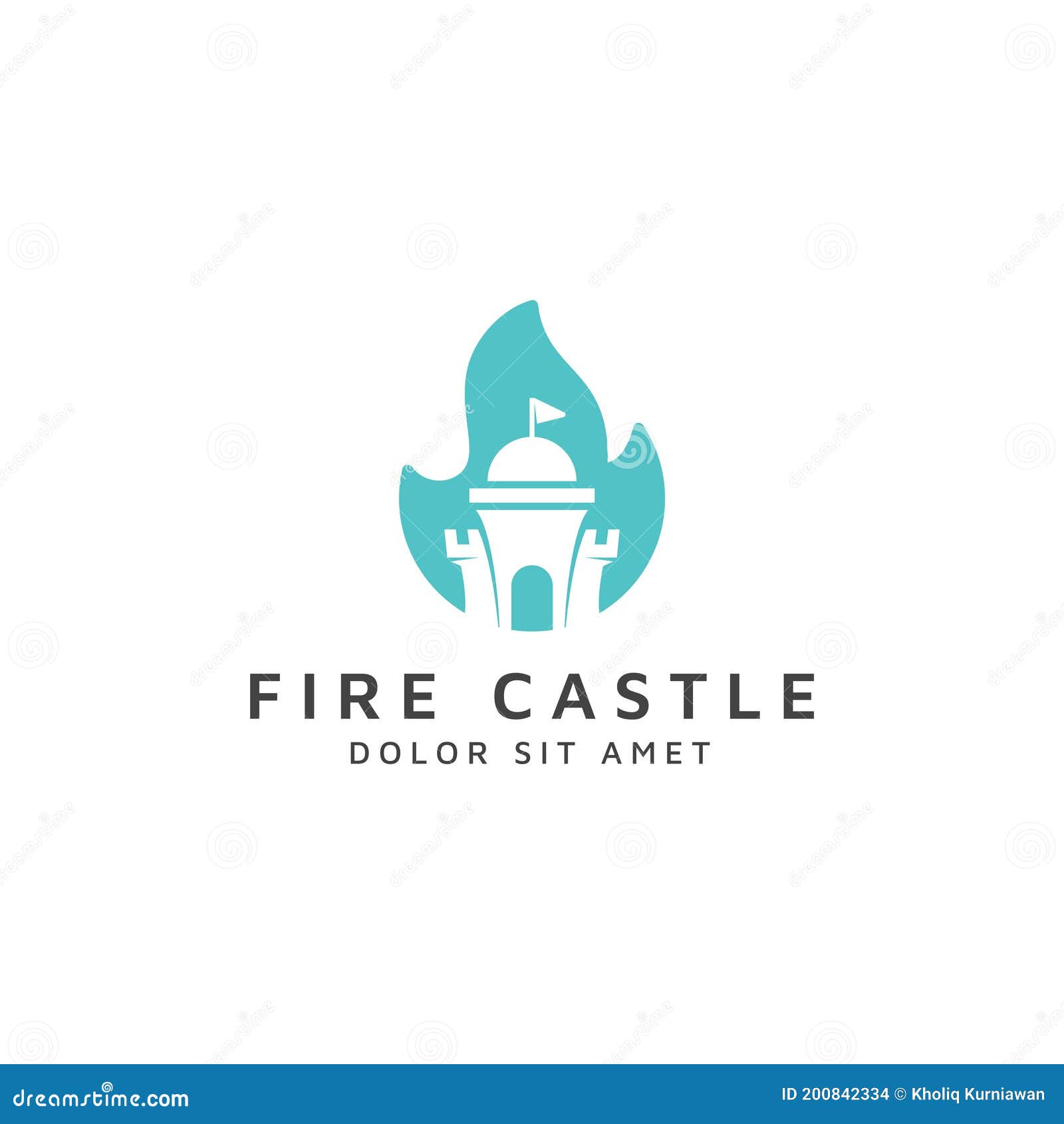 Fire and Castle Negative Space Logo Design Stock Vector - Illustration ...