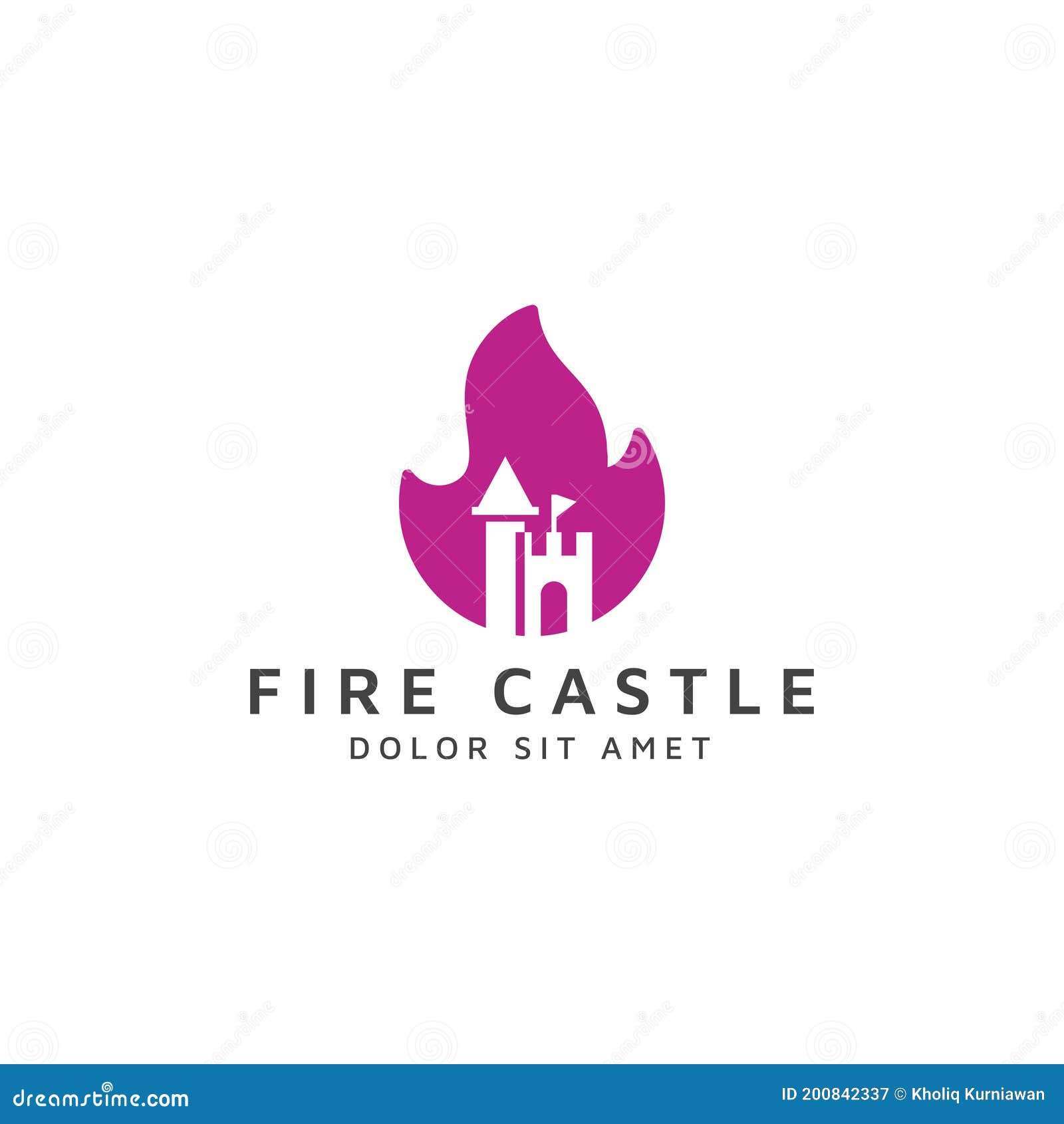 Fire and Castle Negative Space Logo Design Stock Vector - Illustration ...