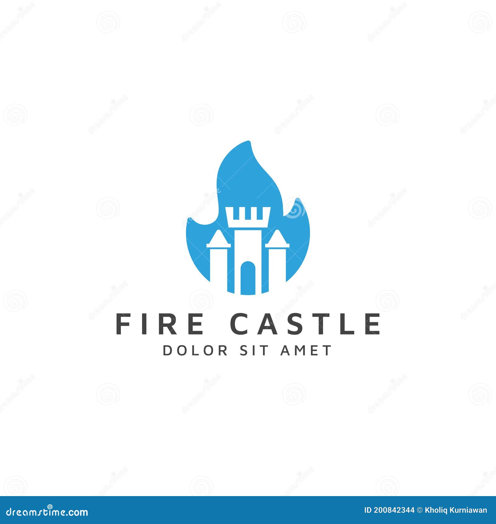 Fire and Castle Negative Space Logo Design Stock Vector - Illustration ...