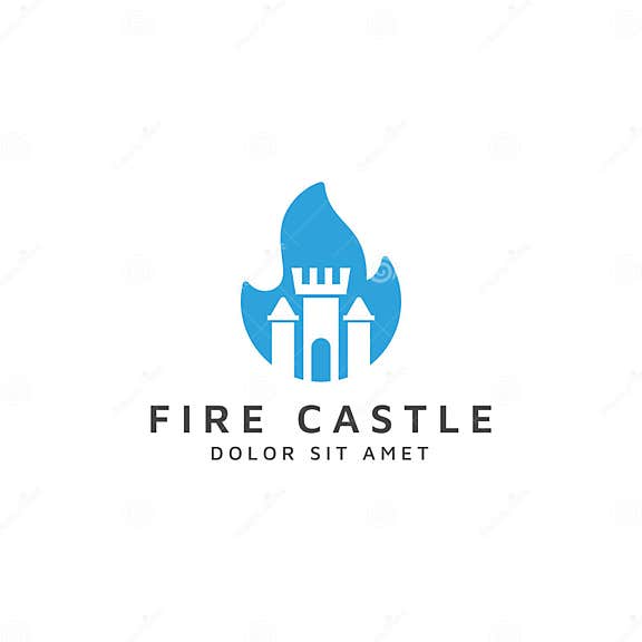 Fire and Castle Negative Space Logo Design Stock Vector - Illustration ...