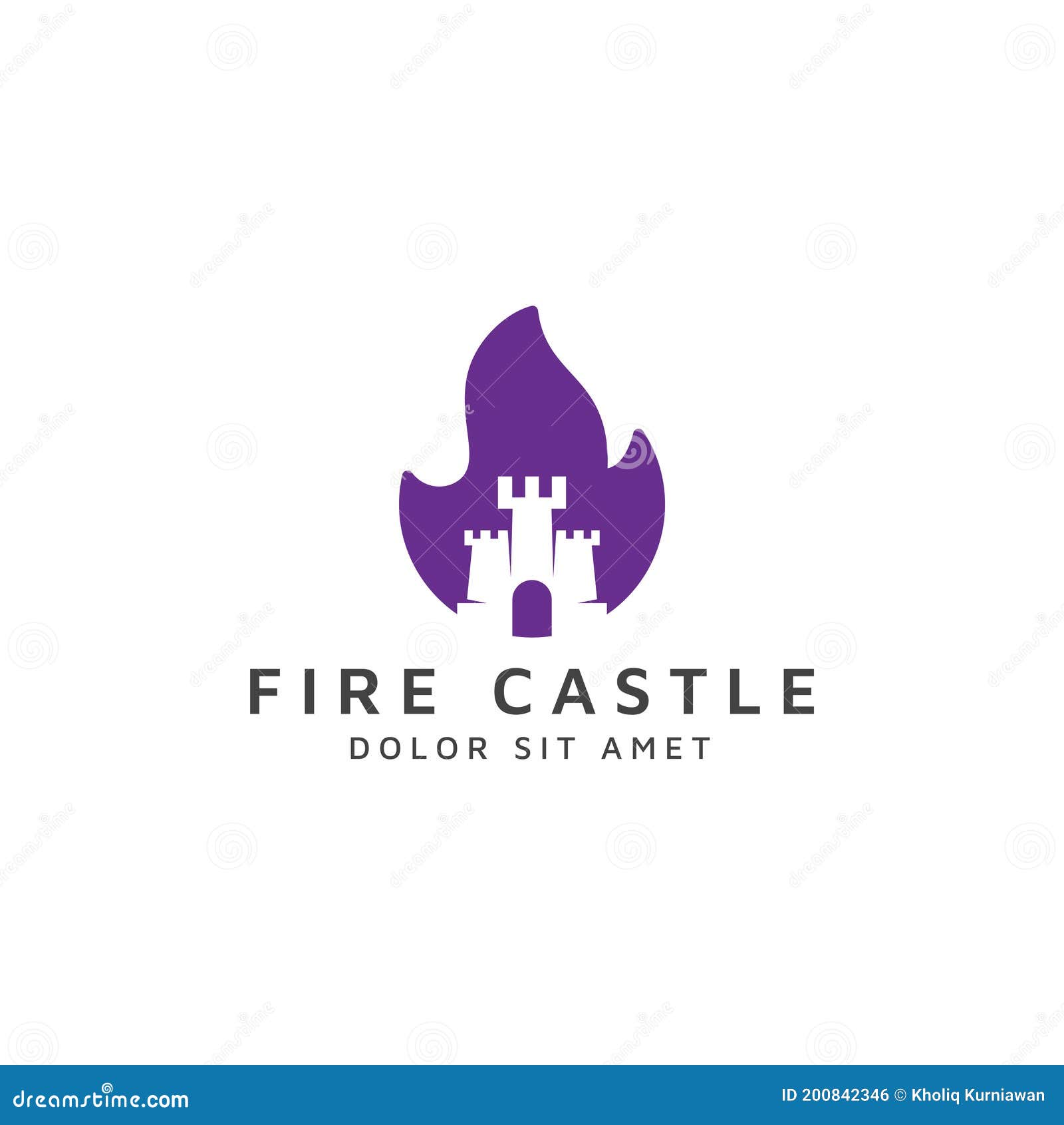 Fire and Castle Negative Space Logo Design Stock Vector - Illustration ...