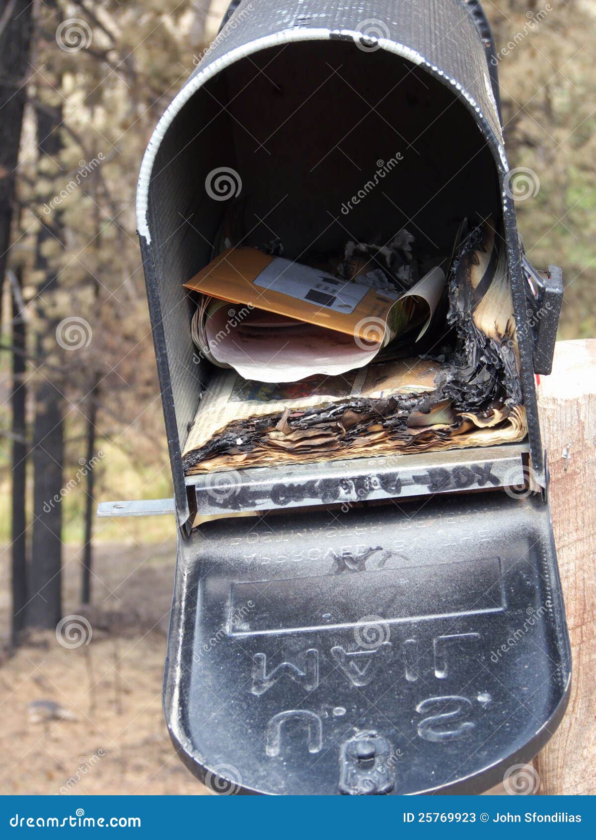 Fire Casualty stock image. Image of burn, mailbox, western - 25769923
