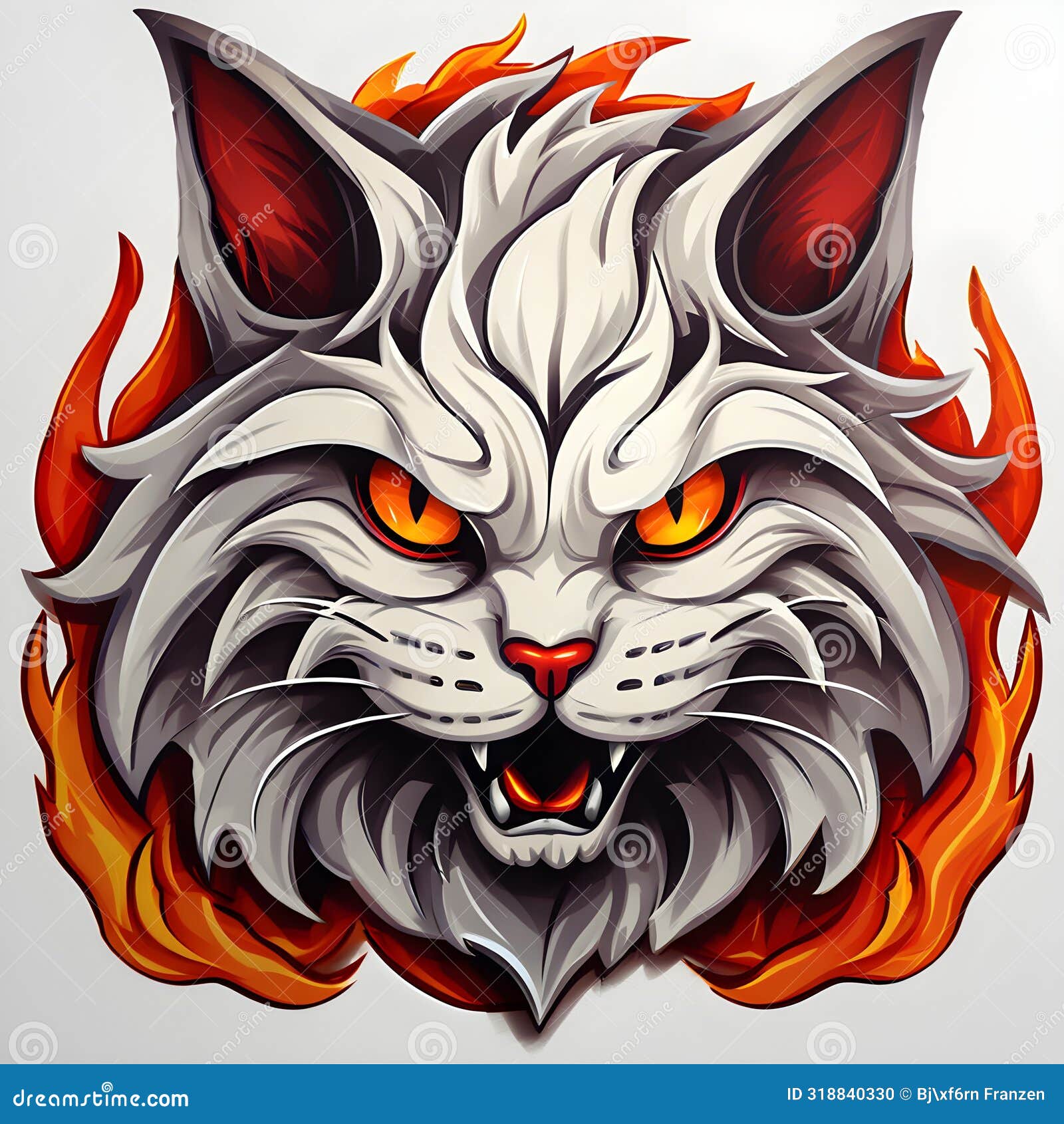 Fire Cat Logo stock illustration. Illustration of tabby - 318840330