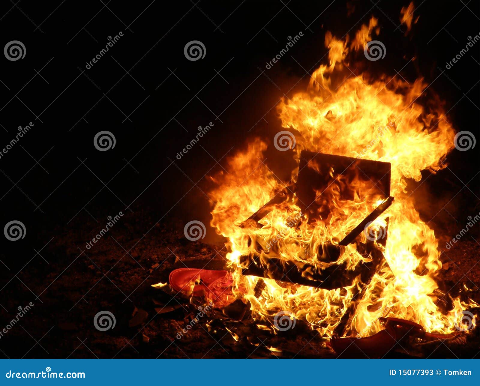Fire chair stock image. Image of pyromaniac, fire, night - 15077393