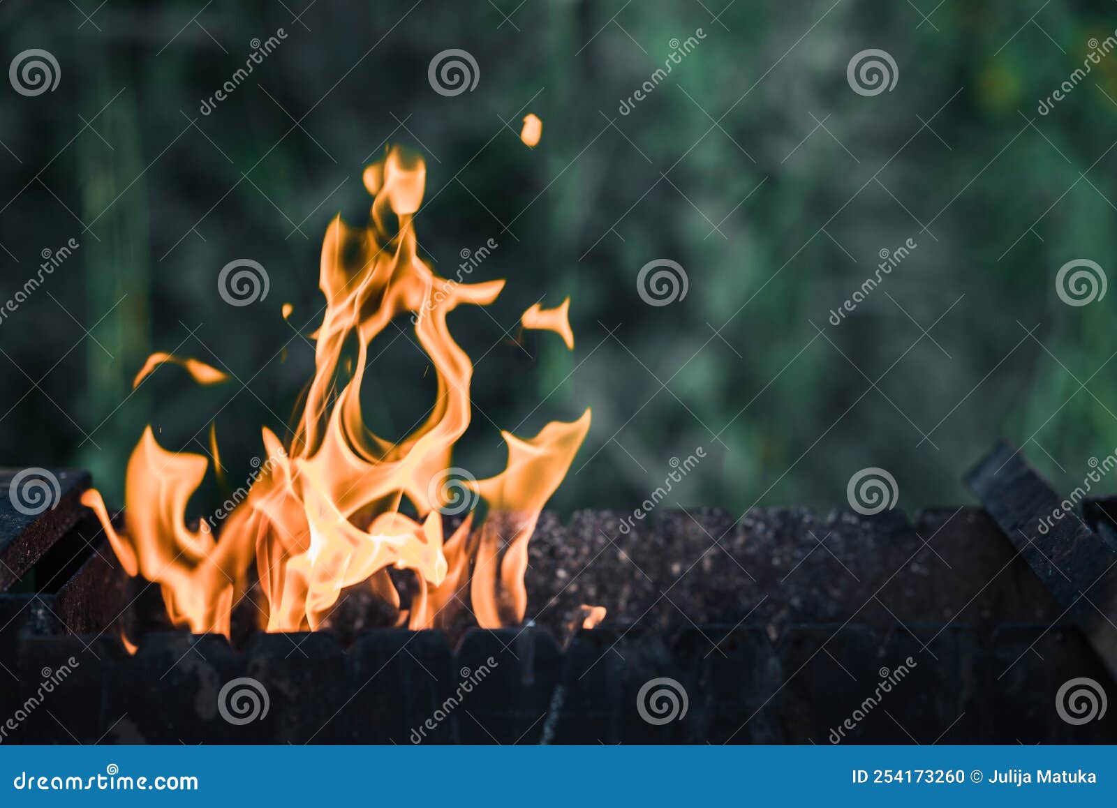 In The Grill Flares Up A Charcoal Barbecue Stock Photography ...