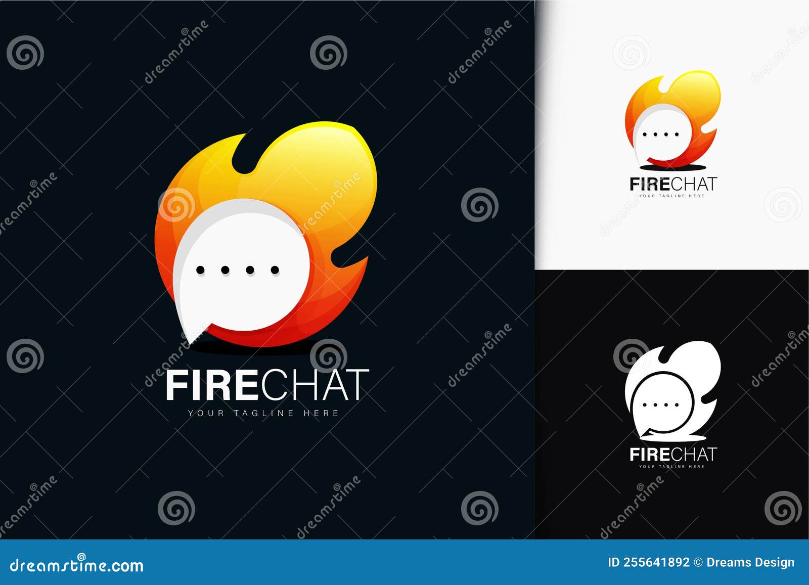 Fire Chat Logo Design with Gradient Stock Vector - Illustration of ...