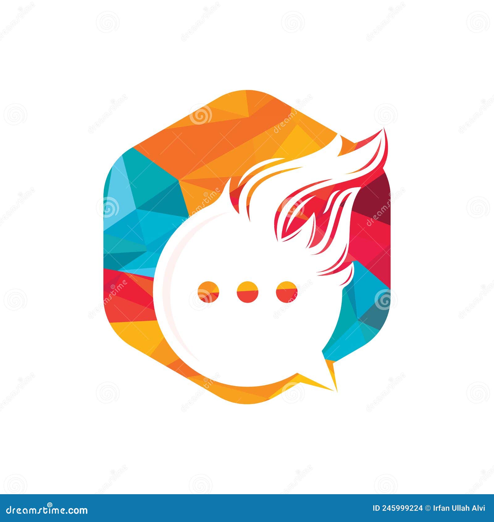 Fire Chat Vector Logo Design. Flame Talk Logo Design. Stock Vector ...