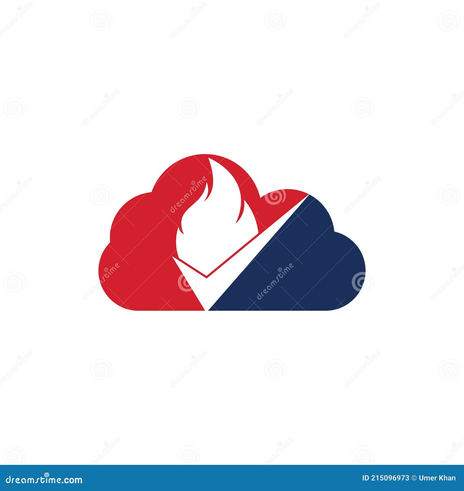 Fire Check Cloud Shape Concept Vector Logo Design Stock Vector ...