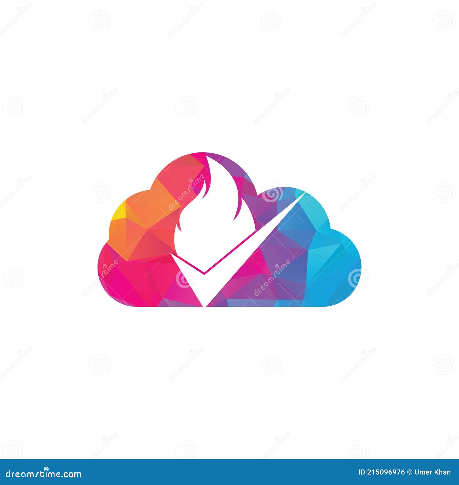 Fire Check Cloud Shape Concept Vector Logo Design Stock Vector ...