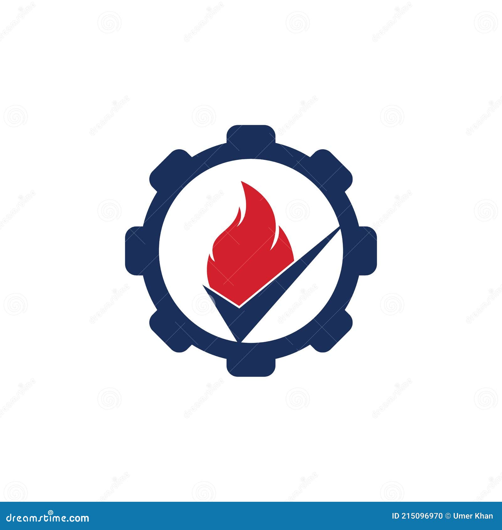 Fire Check Gear Shape Concept Vector Logo Design Stock Vector ...