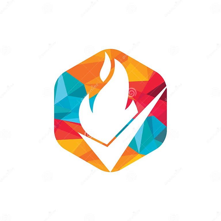 Fire Check Vector Logo Design Template. Stock Vector - Illustration of ...