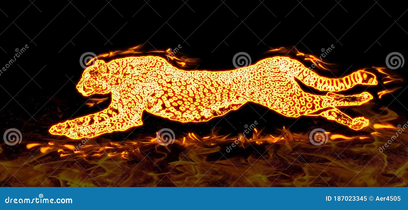 Fire Cheetah stock illustration. Illustration of animal - 187023345