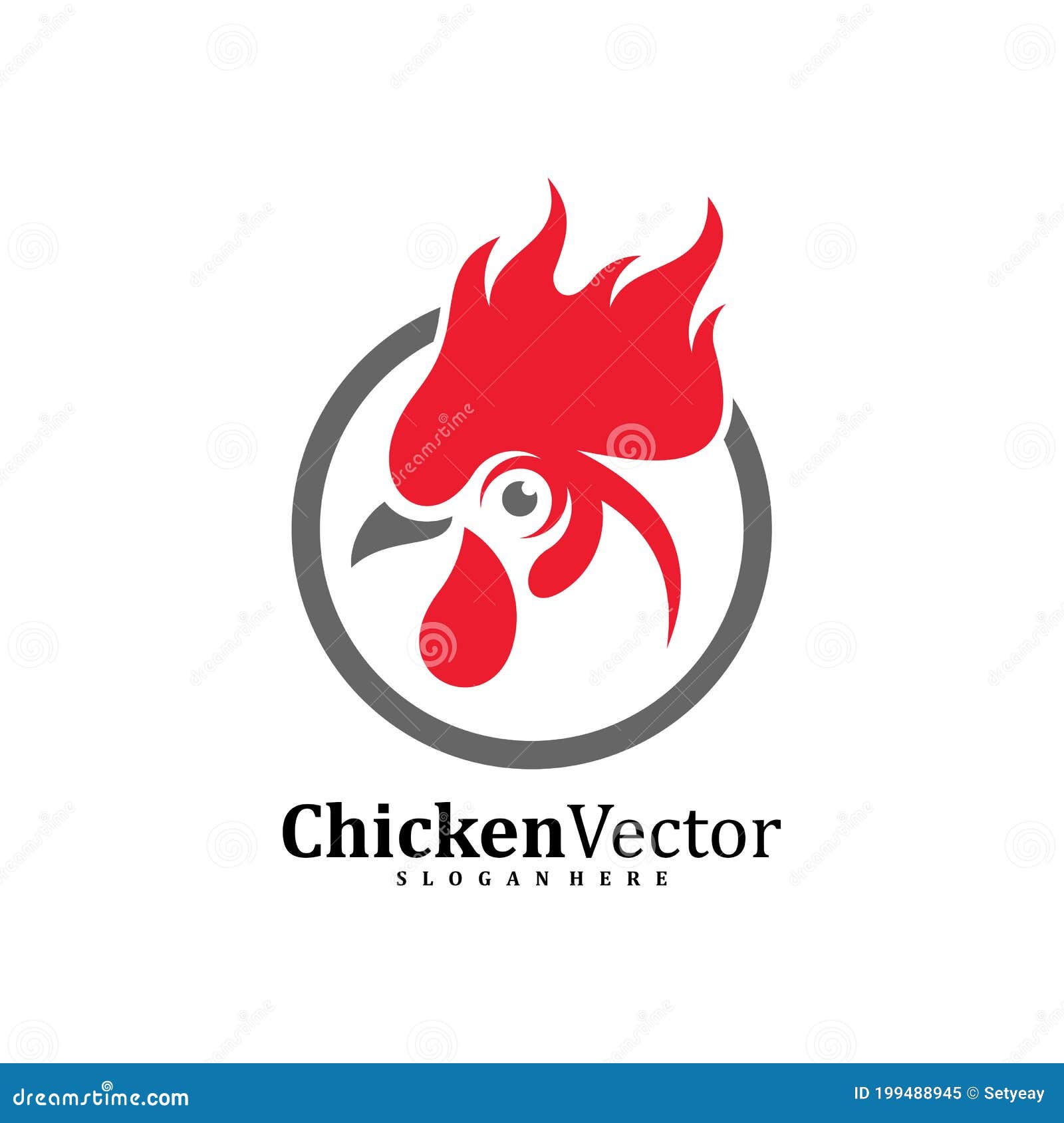 Fire Chicken Logo Design Vector Template, Rooster Illustration, Symbol ...
