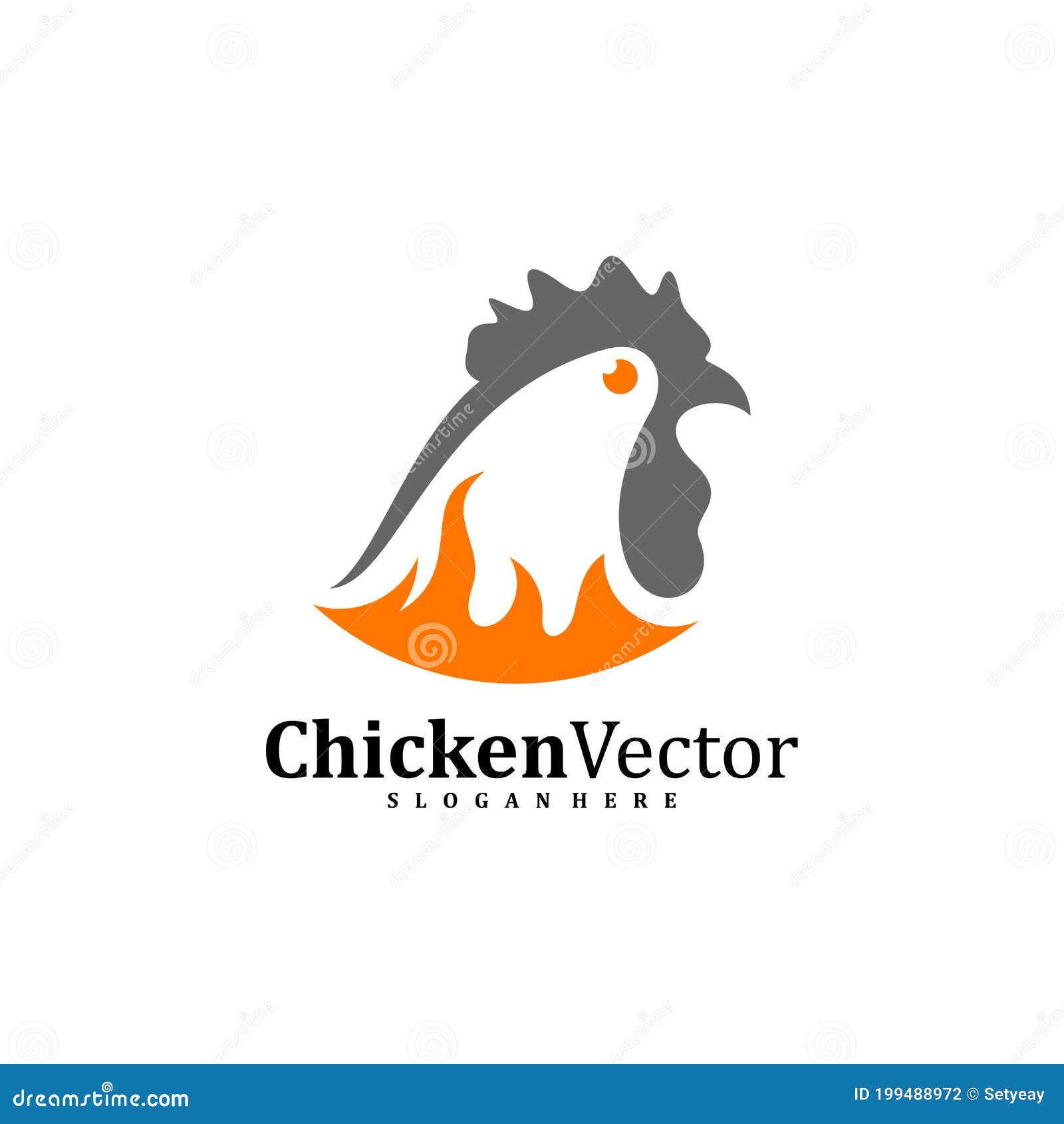 Fire Chicken Logo Design Vector Template, Rooster Illustration, Symbol ...