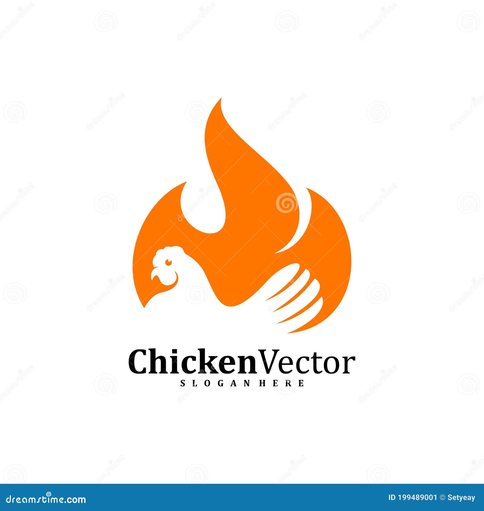 Fire Chicken Logo Design Vector Template, Rooster Illustration, Symbol ...