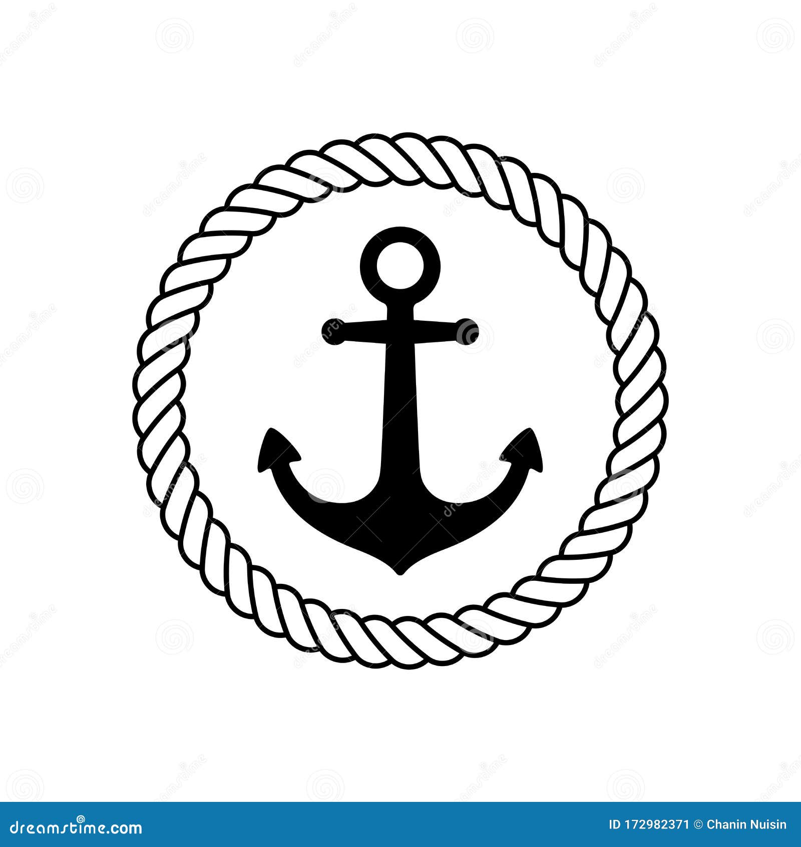 Anchor Vector Icon Rope Logo Boat Symbol Pirate Helm Nautical Maritime ...