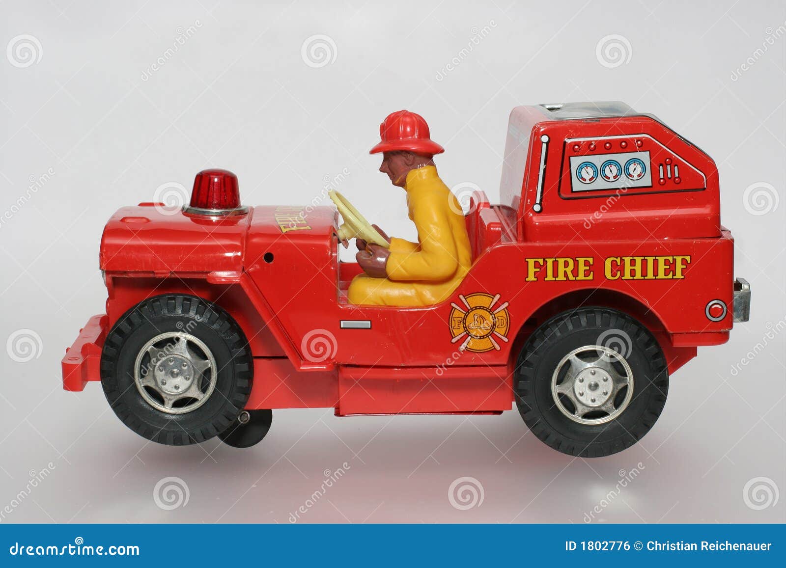 Fire Chief Toy Car with Driver Sideview Stock Photo - Image of chief ...