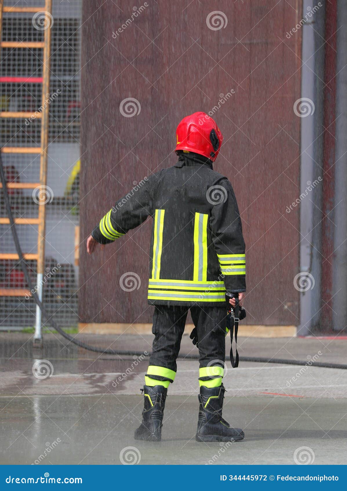Fire Chief Wearing Red Helmet during Training and Rescue Operations ...