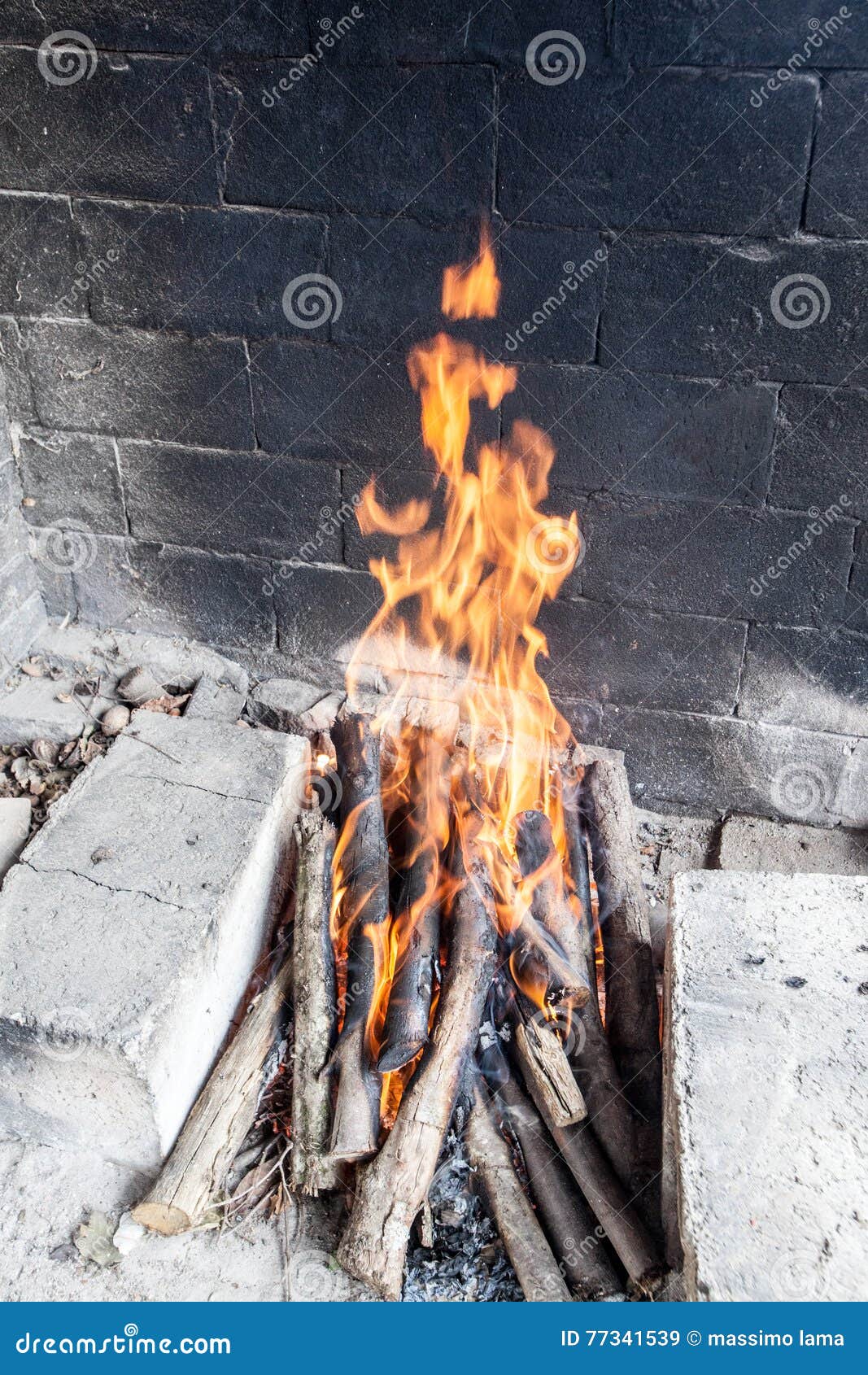 A fire in the chimney stock image. Image of dwelling - 77341539