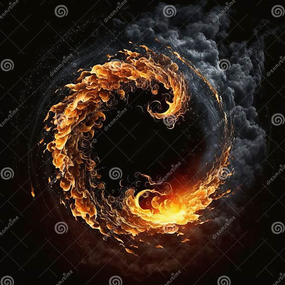 Fire Circle on a Black Background Stock Illustration - Illustration of ...