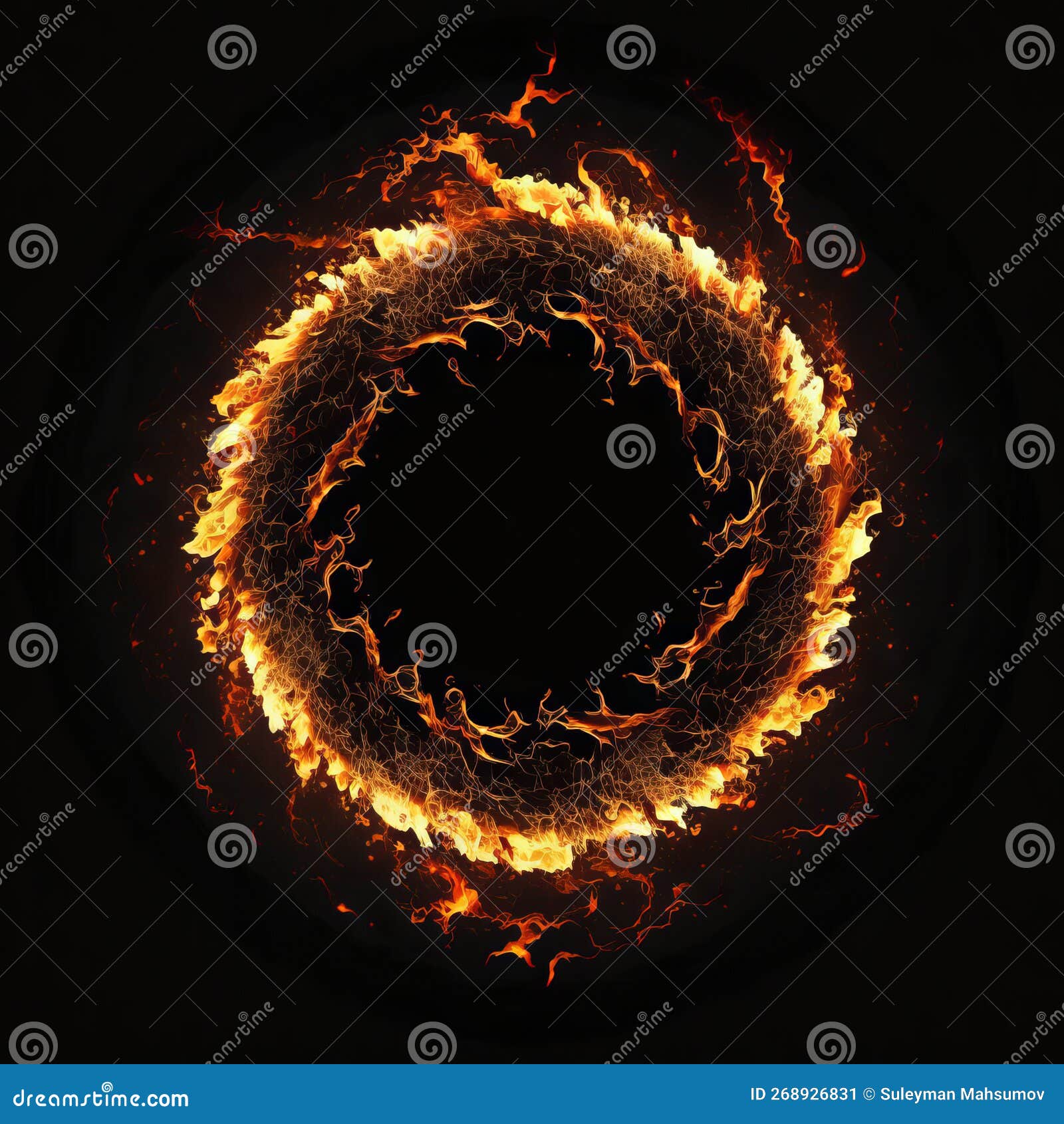 Fire Circle on a Black Background Stock Illustration - Illustration of ...
