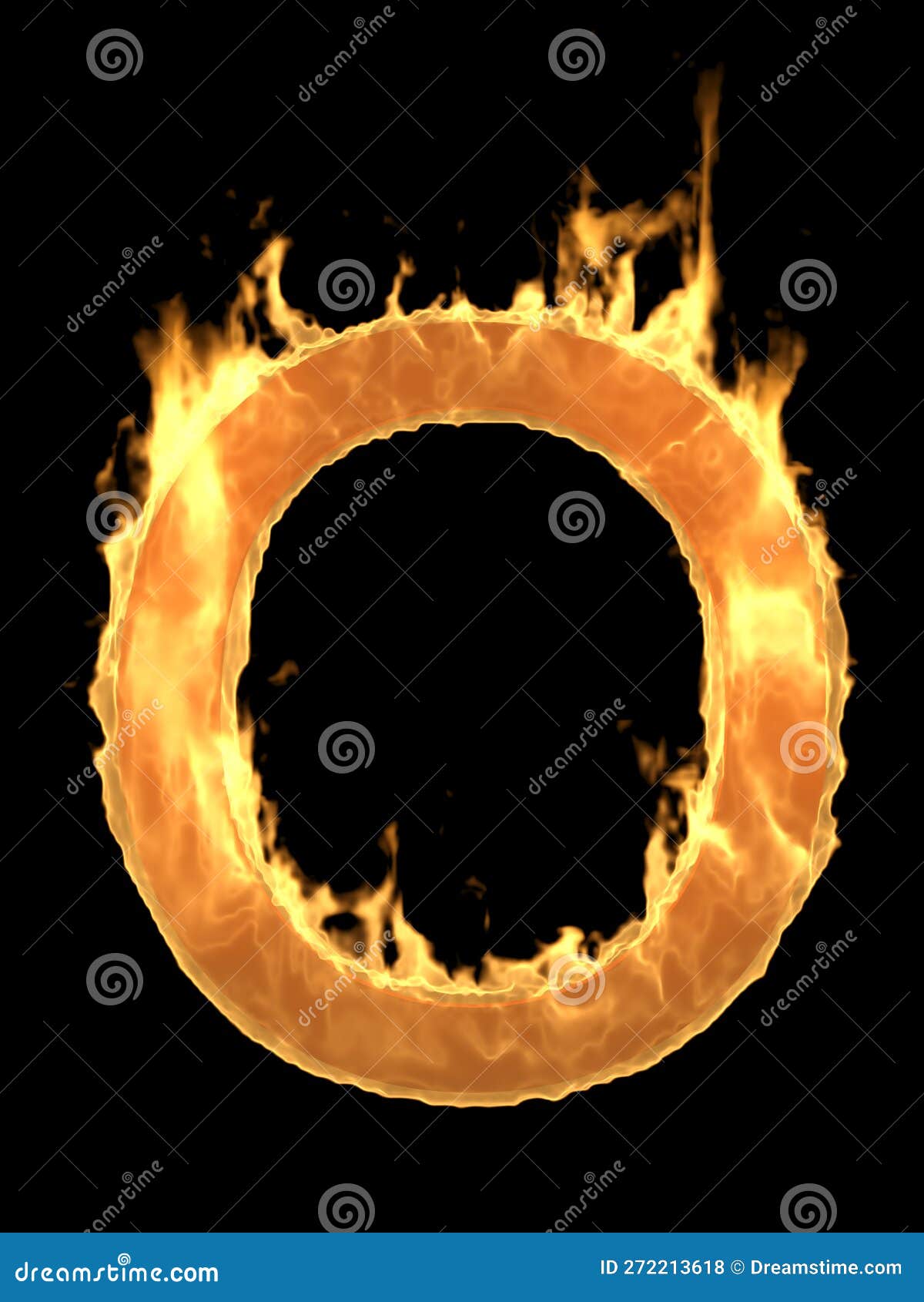 Fire Circle on Black Background,zero Flame Numbers.,3d Rendering Stock ...