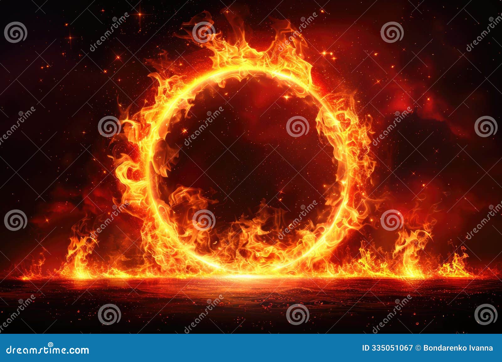 Fire Circle Frame with Glow and Burn Border Effect. Stock Image - Image ...