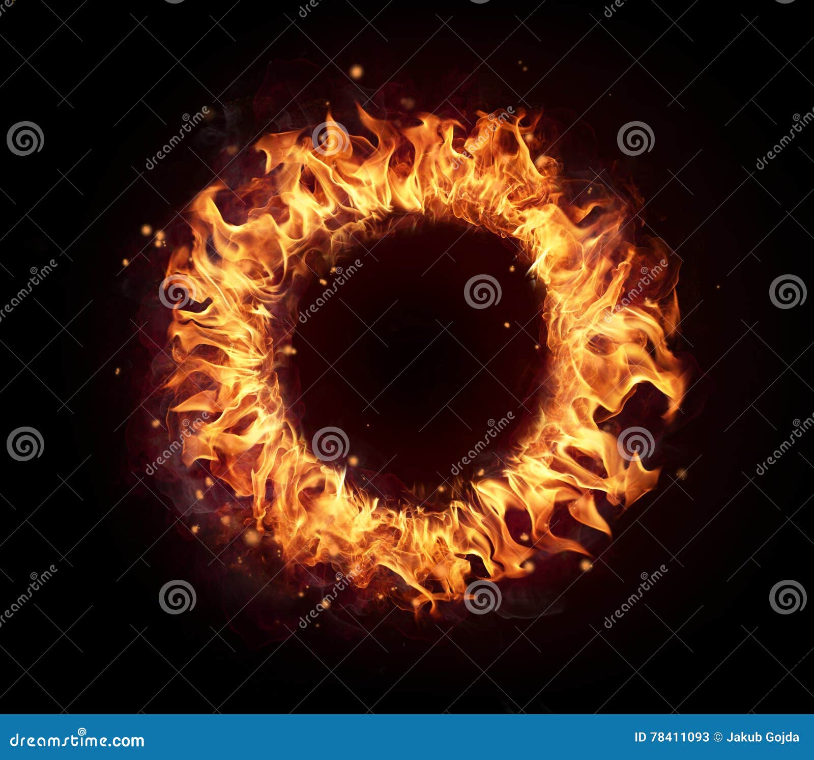 Fire Circle Isolated on Black Background Stock Image - Image of orange ...