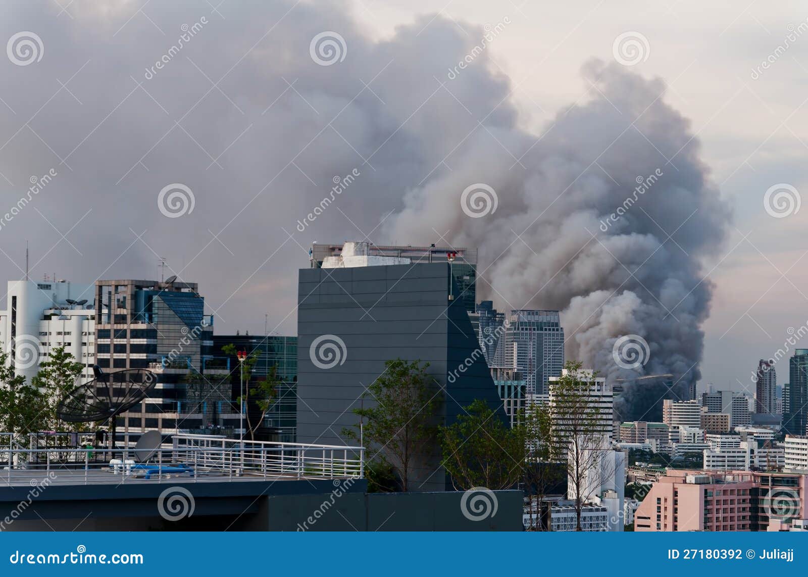 Fire in the city. stock photo. Image of disaster, building - 27180392