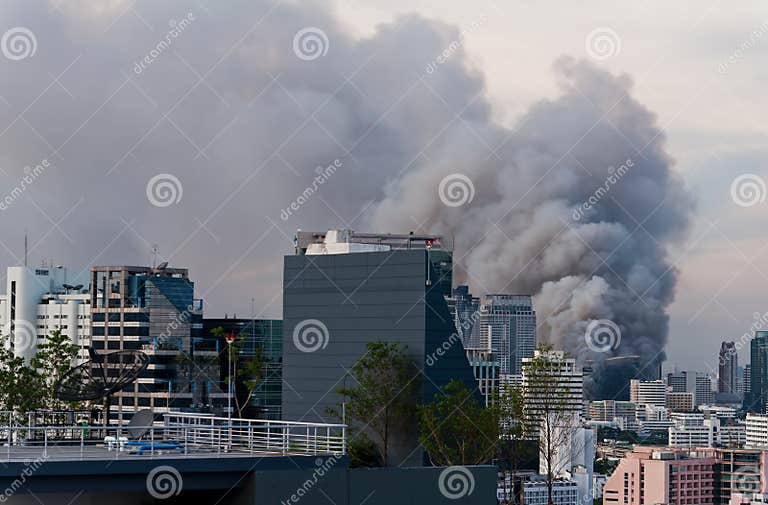 Fire in the city. stock photo. Image of disaster, building - 27180392