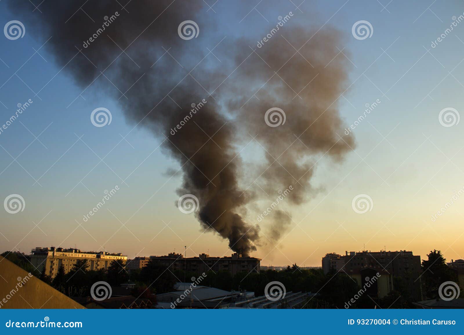 Fire in the city stock photo. Image of smoke, respiratory - 93270004