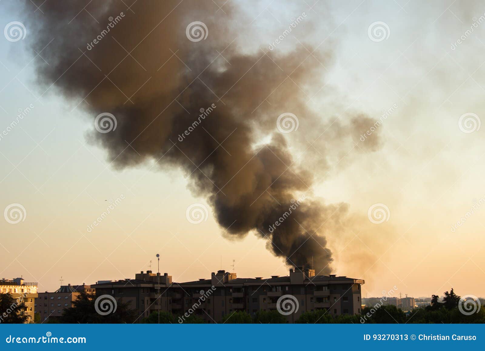 Fire in the city stock image. Image of level, column - 93270313