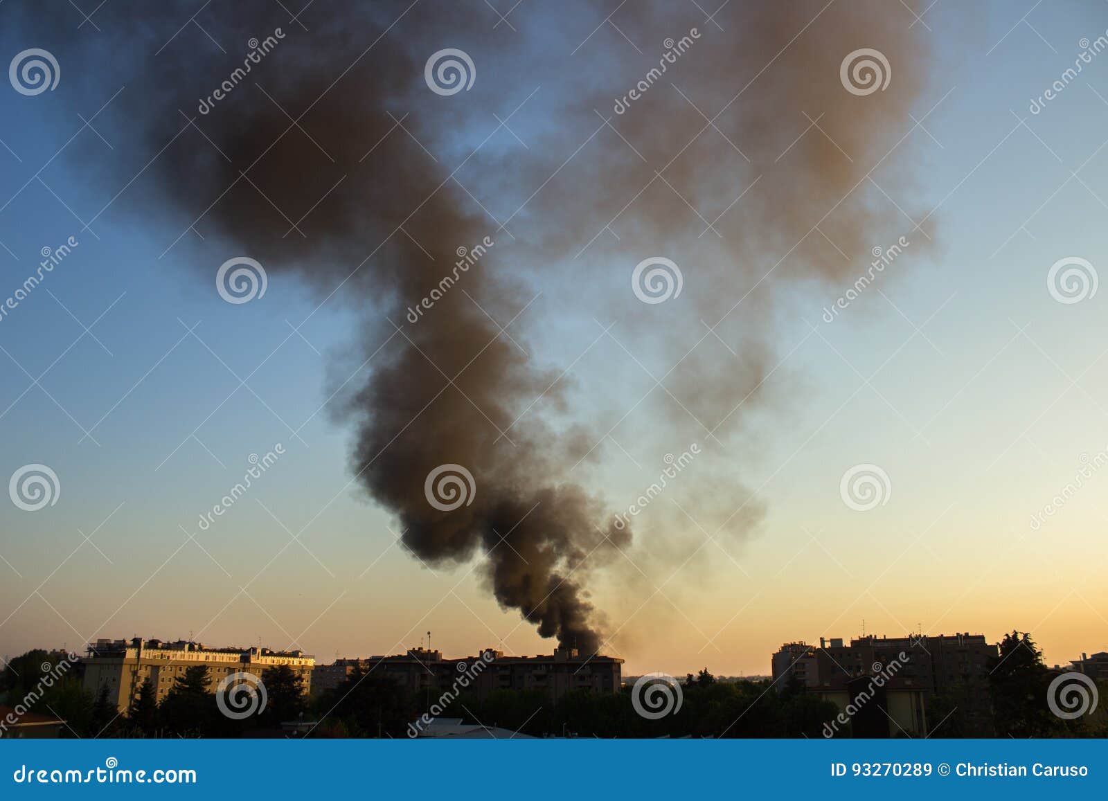 Fire in the city stock image. Image of respiratory, diseases - 93270289