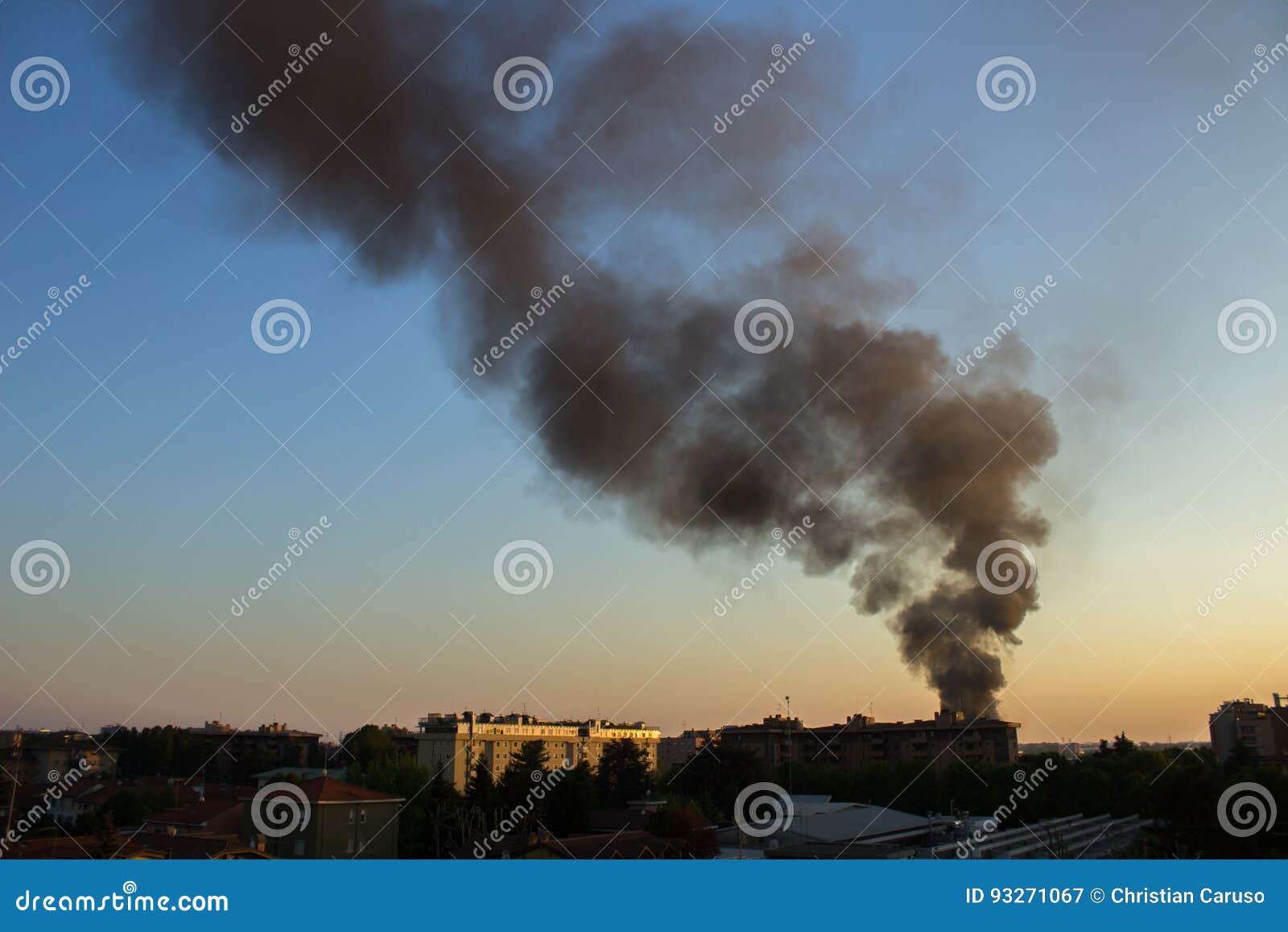Fire in the city stock image. Image of pollution, diseases - 93271067