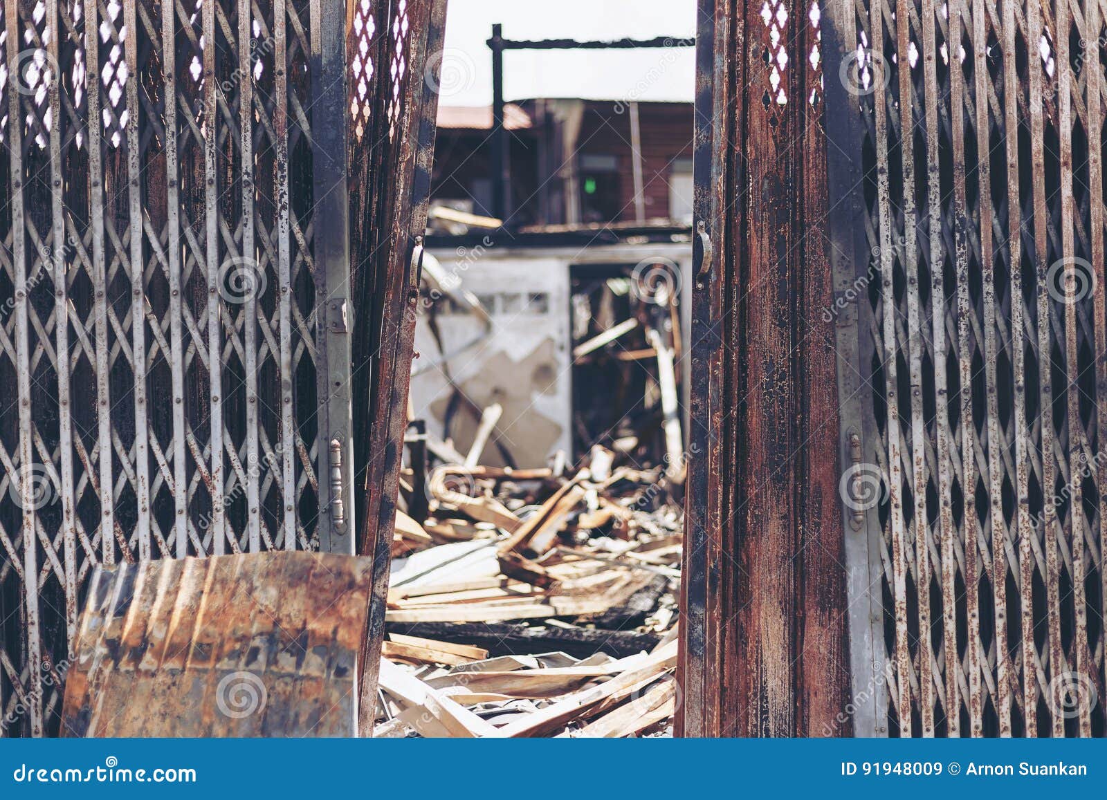 Fire in the city. stock image. Image of damage, lose - 91948009