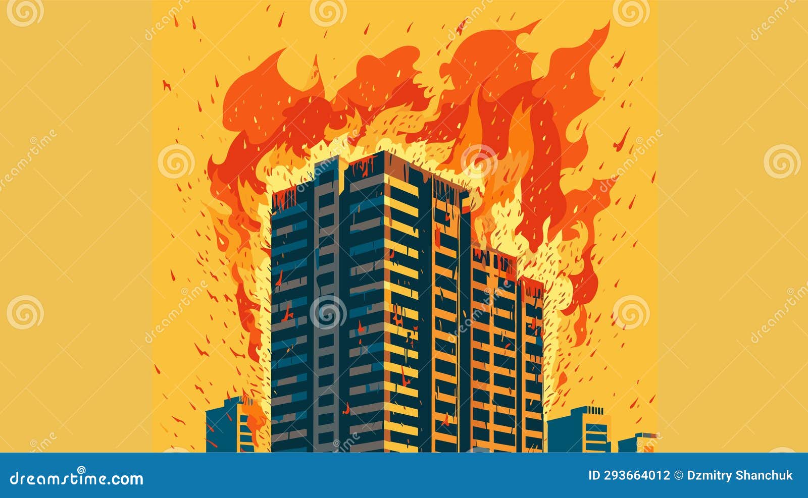 Drawing of a Burning High-rise Building Vector Stock Vector ...