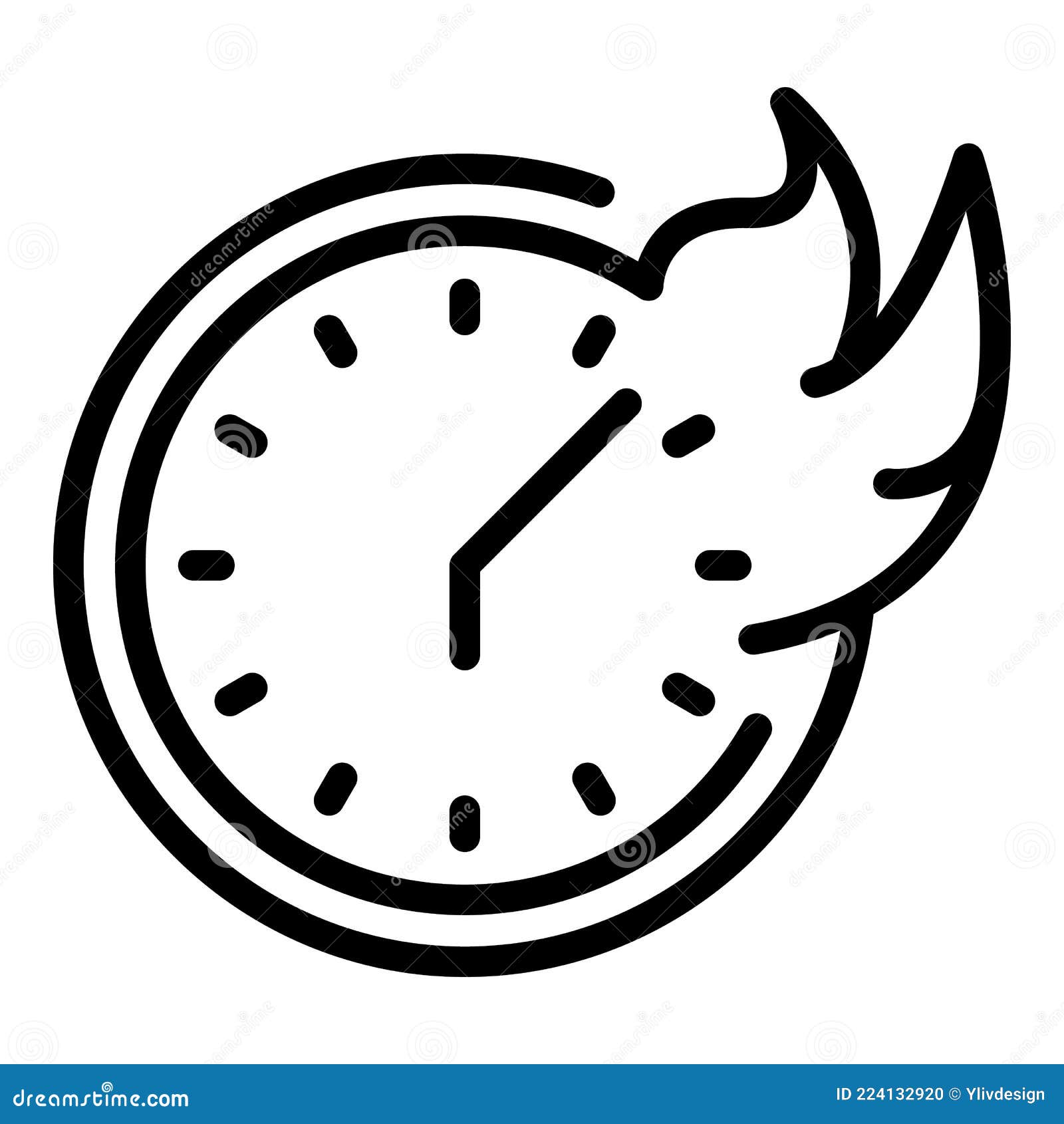 Fire Clock Icon Outline Vector. Fast Watch Flame Stock Vector ...