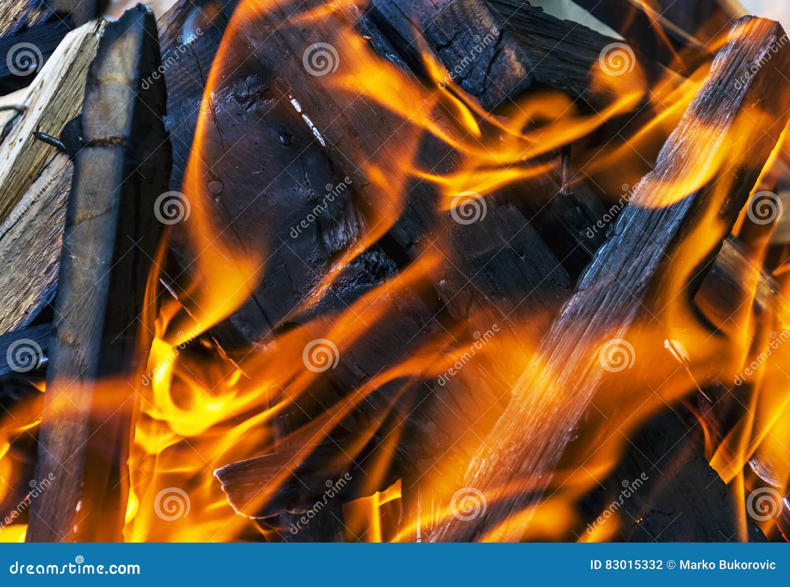 Fire Close in Fireplace with Burning Wood, Close Up Stock Photo - Image ...