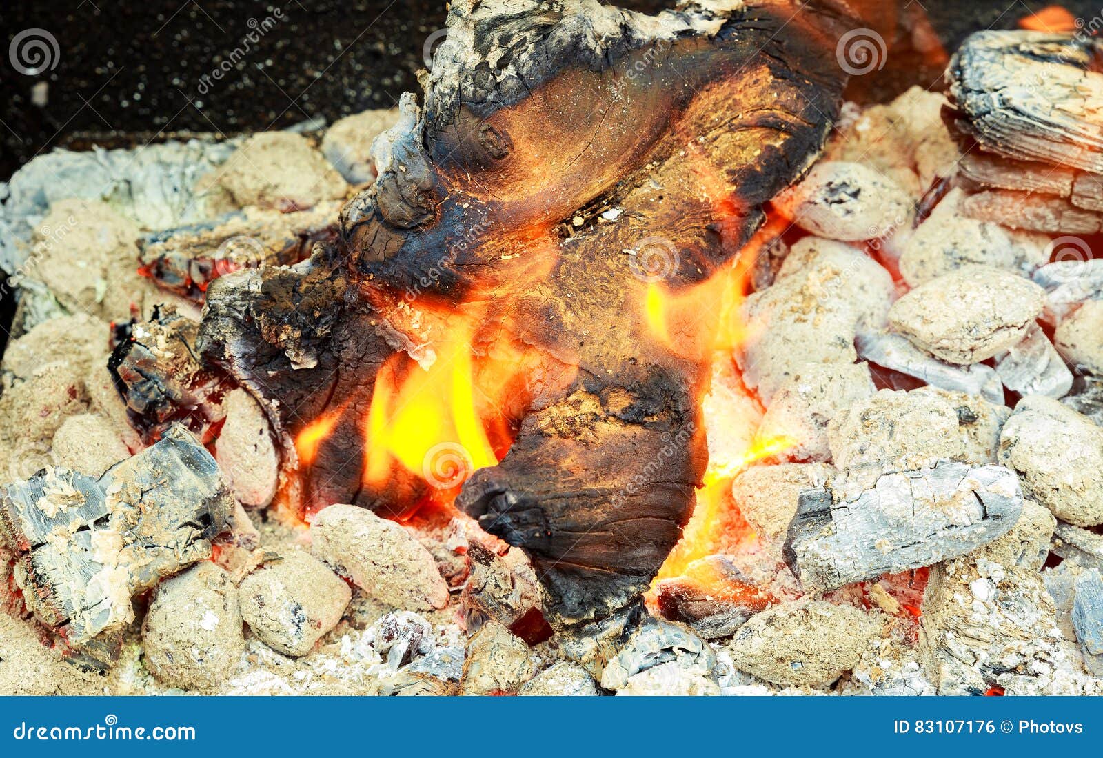 Fire. Closeup of Pile Wood Burning with Flames Stock Photo - Image of ...